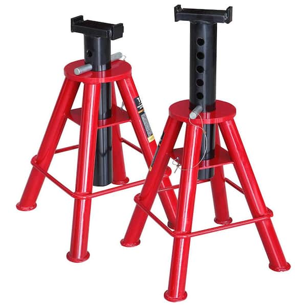 Big Red 10-Ton Medium-Profile Heavy-Duty Jack Stands (2 Pack) T90071 ...