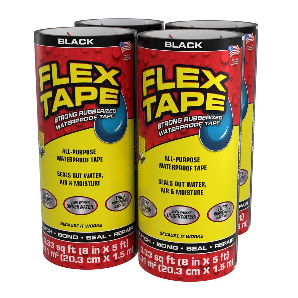 FLEX SEAL FAMILY OF PRODUCTS Flex Tape Black 8 in. x 5 ft. Strong ...