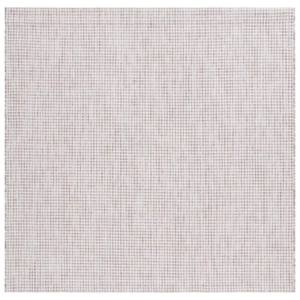 SAFAVIEH Courtyard Ivory/Gray 7 ft. x 7 ft. Woven Geometric Indoor ...