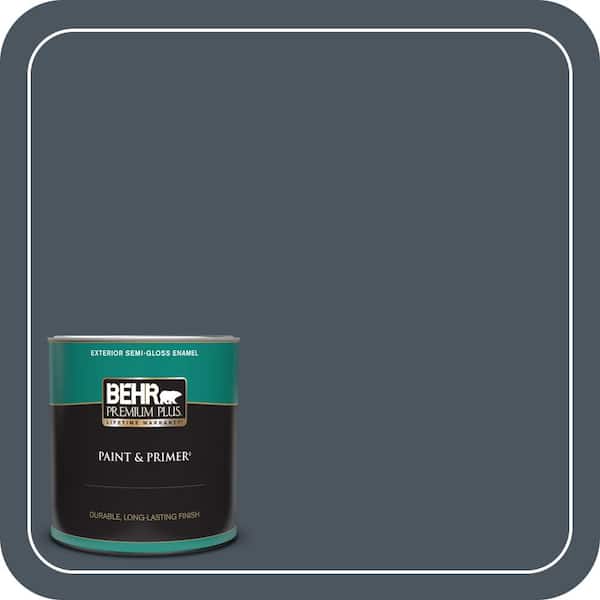 BEHR PREMIUM PLUS 1 qt. #N480-7 Midnight Blue Semi-Gloss Enamel ...