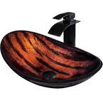 Swiss Madison Cascade Glass Rectangular Vessel Sink in Ocean Blue with ...