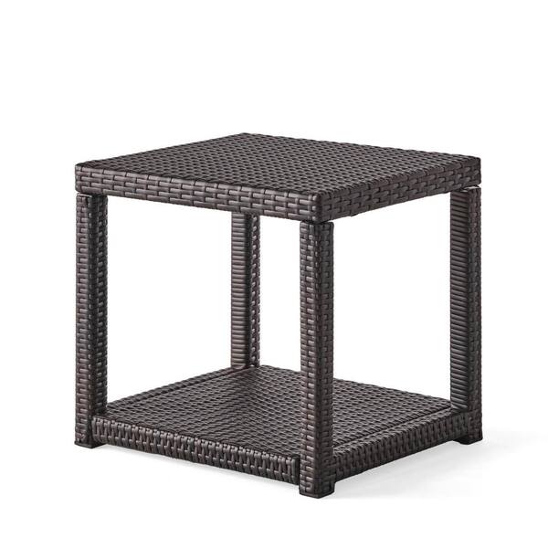 EAR OF AI INC Mix Brown PE Rattan Outdoor Side Table Accent Table 59391 ...