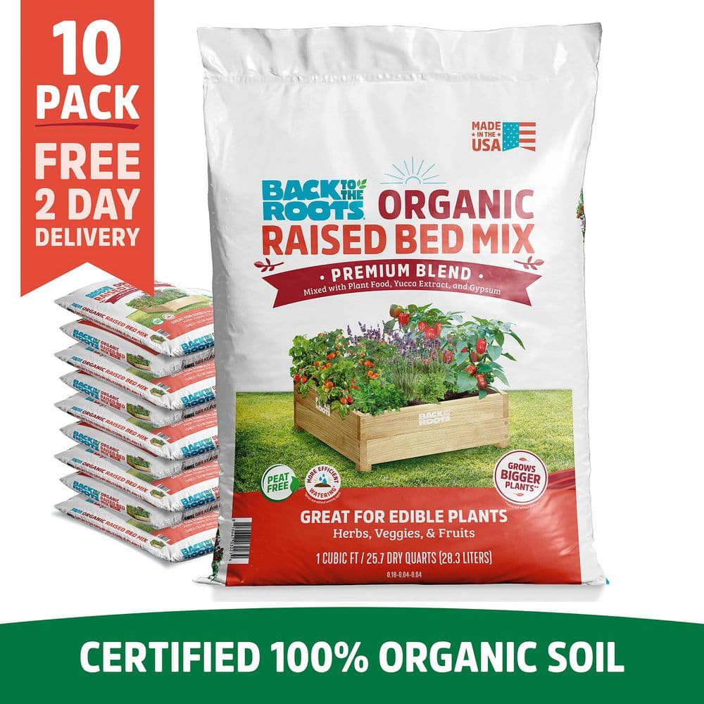 Back to the Roots Organic Raised Bed Soil (10 1 cu. ft Bags) 47091-DS - The Home Depot