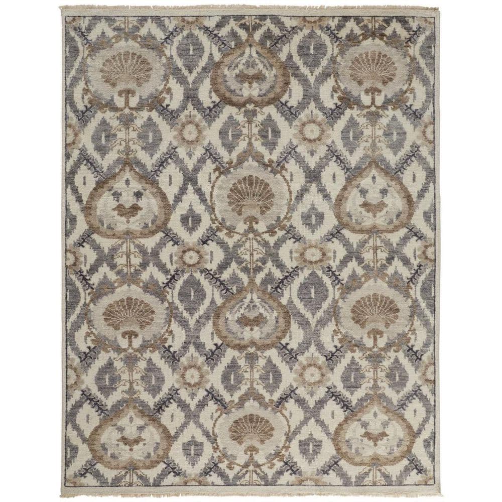 HomeRoots 2 ft. x 8 ft. Gray, Ivory Floral Area Rug 2000513108 - The ...