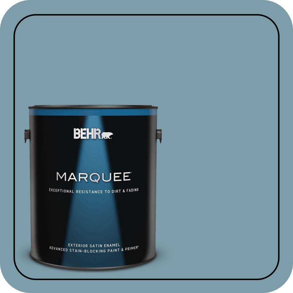 BEHR MARQUEE 1 gal. #S470-4 Dolphin Blue Satin Enamel Exterior Paint ...