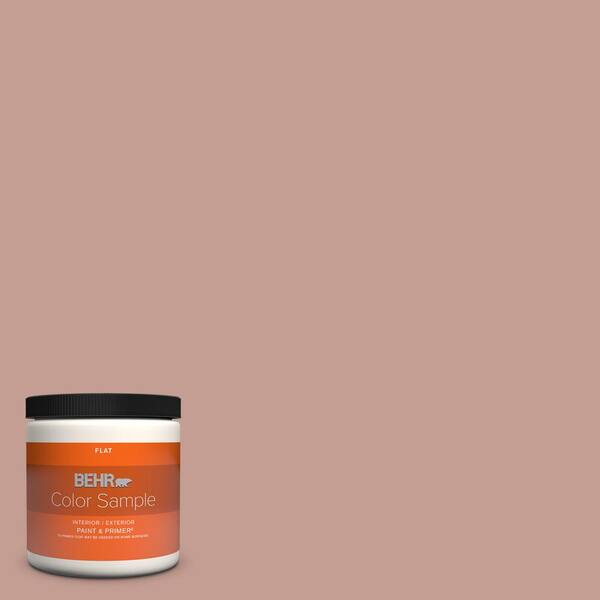 BEHR PREMIUM PLUS 8 oz. #S170-4 Retro Pink Flat Interior/Exterior Paint ...