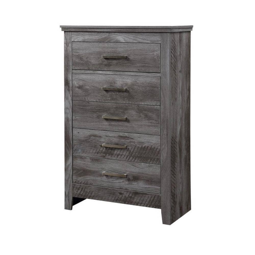 Benjara 15.5 in. Gray 5-Drawer Wooden Chest of Drawers BM230134 - The ...