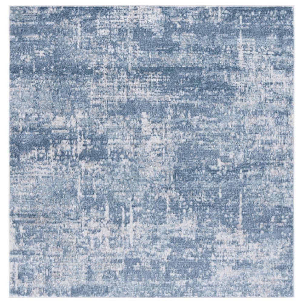 SAFAVIEH Amelia 7 ft. x 7 ft. Ivory/Steel Blue Abstract Distressed ...