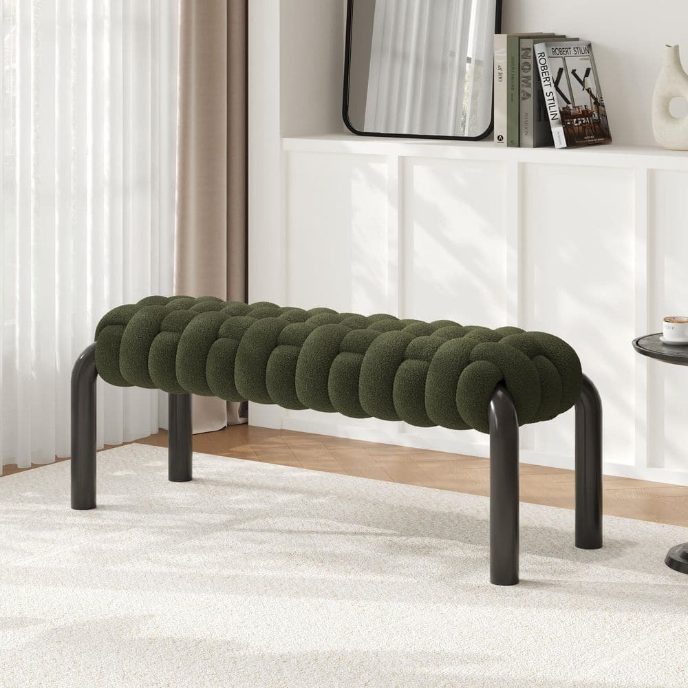 CHRISTOPHER KNIGHT HOME Corvyn Modern 41 in. Olive Green Teddy Braided ...