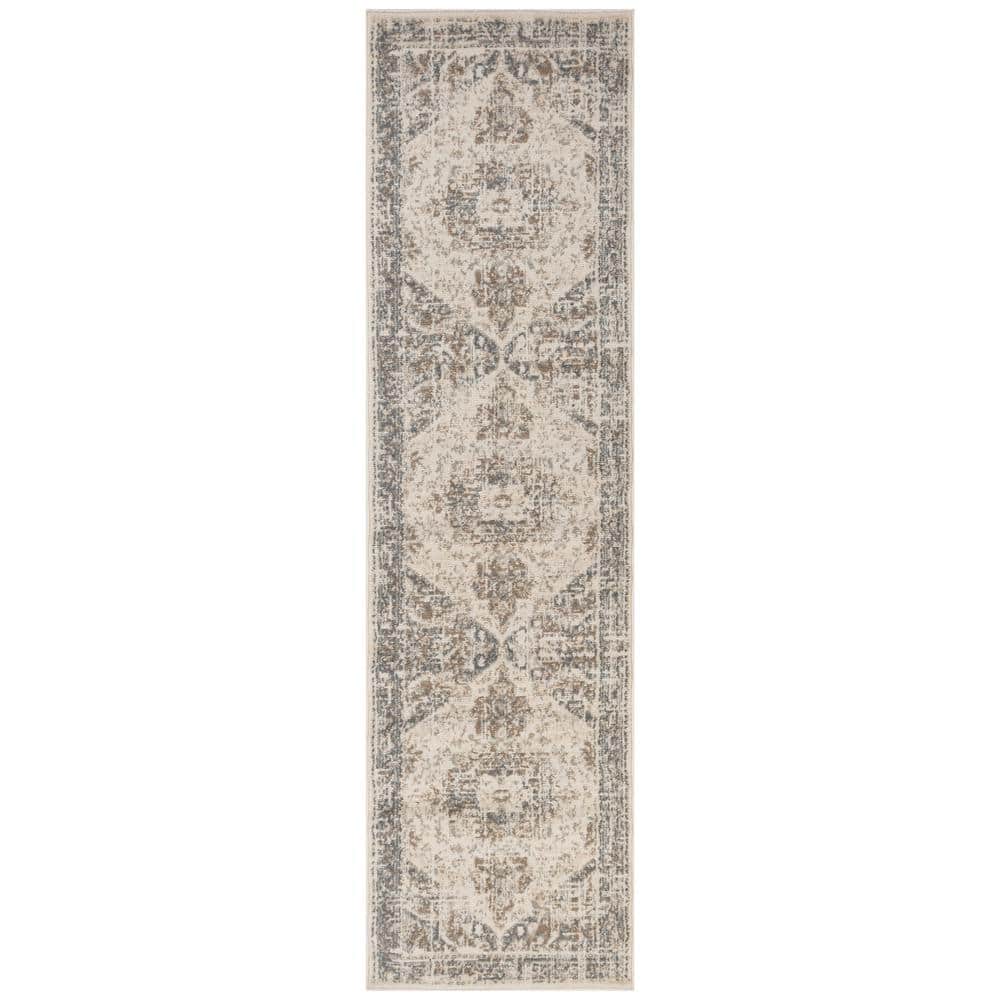 Amer Rugs Alpine 2 ft. 7 in. x 10 ft. Light Beige Medallion Pattern ...
