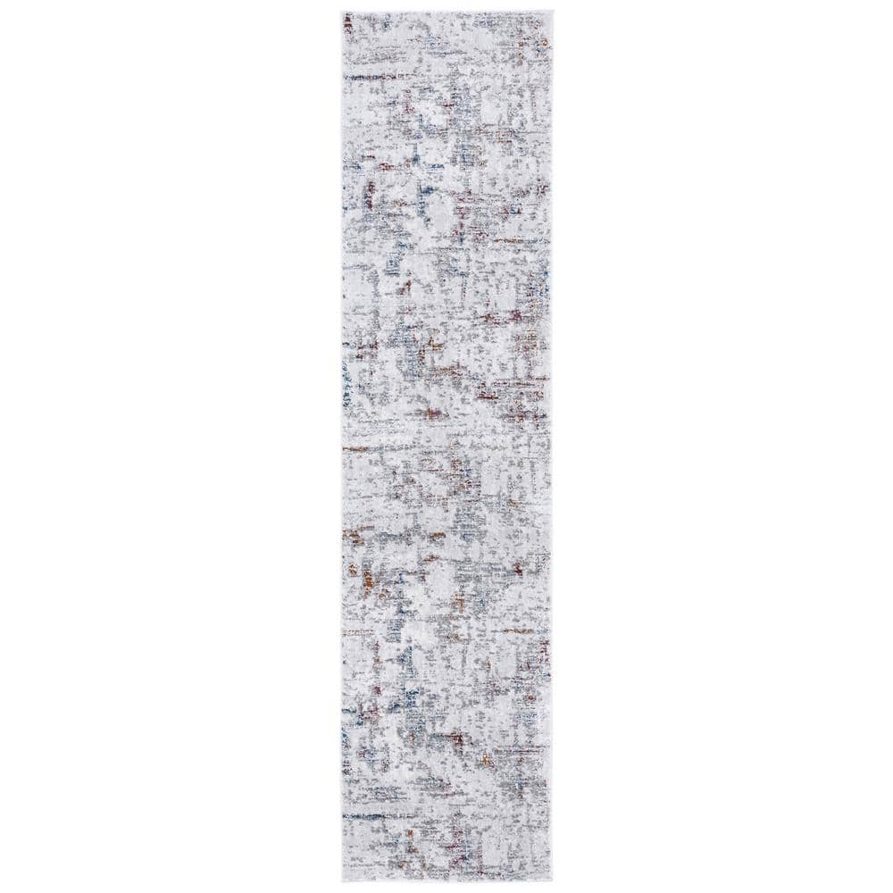 SAFAVIEH Craft Gray/Red 2 ft. x 9 ft. Distressed Marble Runner Rug ...