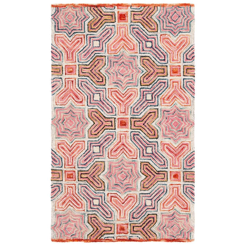 SAFAVIEH Aspen Pink/Orange 2 ft. x 3 ft. Geometric Area Rug APN260U-2 ...
