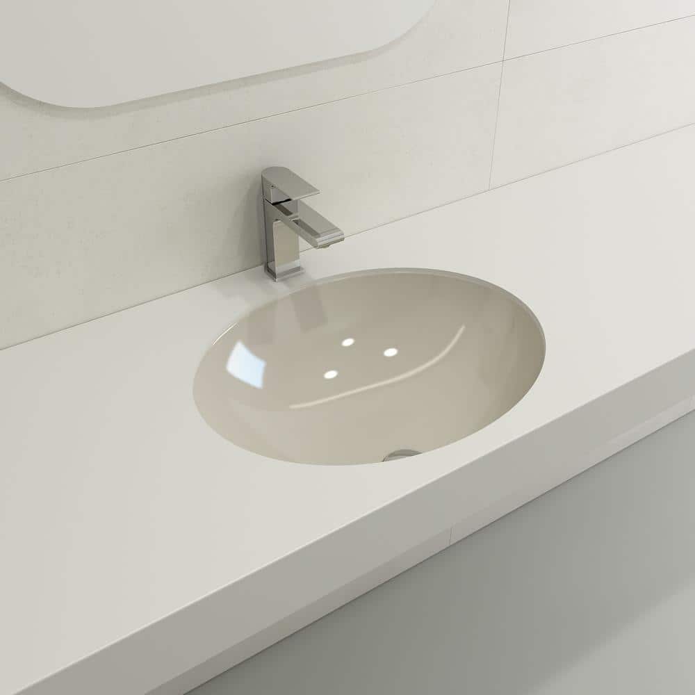 BOCCHI Parma 22 in. Undermount Fireclay Bathroom Sink in Biscuit with ...