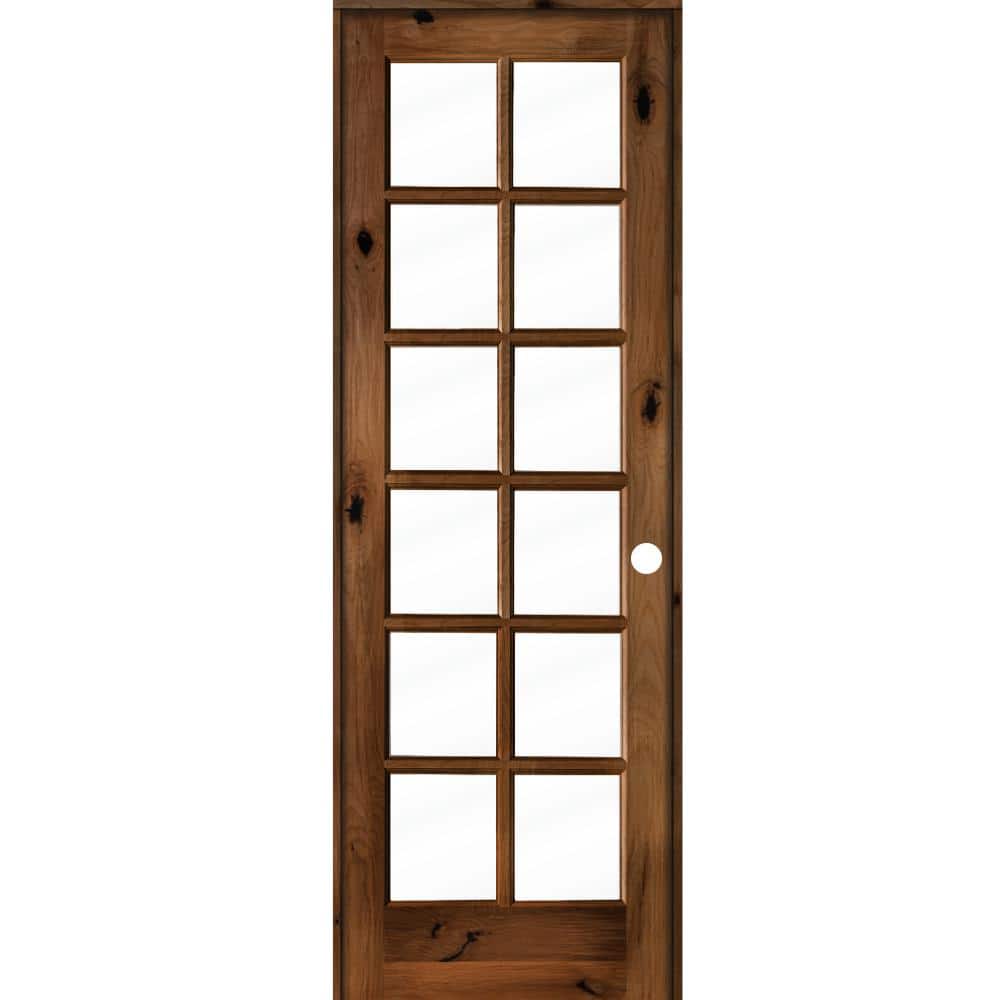 Krosswood Doors 36 in. x 96 in. Rustic Knotty Alder 12-Lite Left-Hand ...