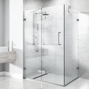VIGO Monteray 30 in. L x 30 in. W x 73 in. H Frameless Pivot Square Shower Enclosure in Chrome ...