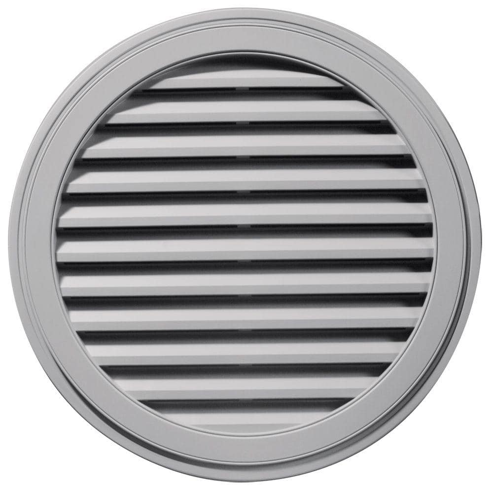 Builders Edge 36 in. x 36 in. Round Gray Plastic UV Resistant Gable ...