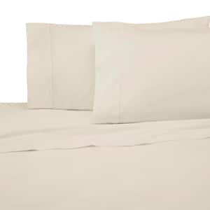 Modern Living 4-Piece Cream Solid 300 Thread Count Cotton Queen Sheet ...