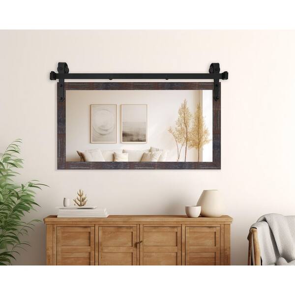 Rayne Mirrors (33 in. W x 28 in. H) Steel Brass Modern Rustic Mirror ...