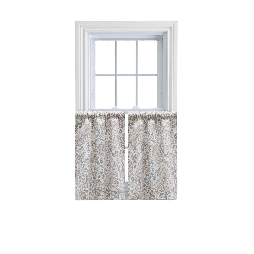 Ellis Curtain Shannon Natural Paisley Cotton 50 in. W x 24 in. L Rod ...