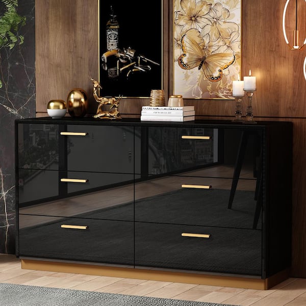 Black mirrored drawers store