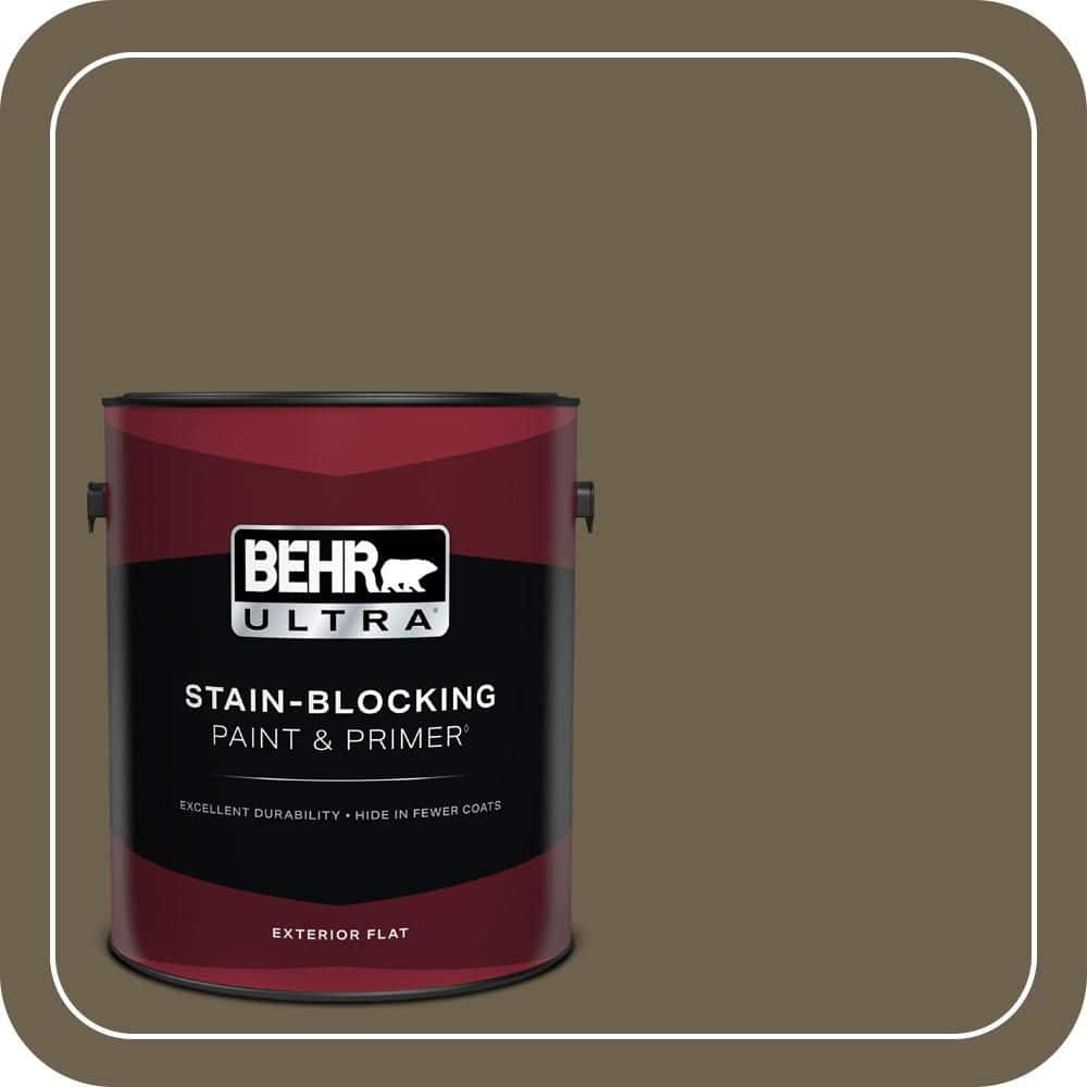 BEHR ULTRA 1 gal. #N310-7 Classic Bronze Flat Exterior Paint & Primer ...