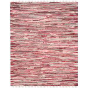 SAFAVIEH Rag Rug Red/Multi 2 ft. x 7 ft. Distress Striped Runner Rug ...