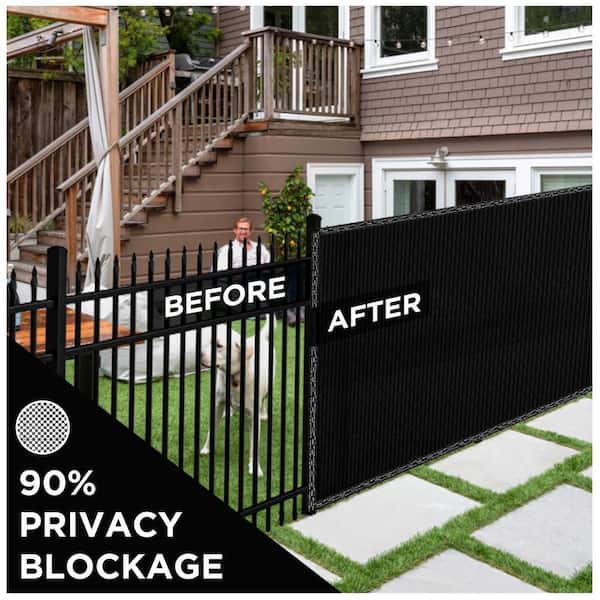 BOEN 8 ft. X 50 ft. Black Privacy Fence Screen Netting Mesh with ...