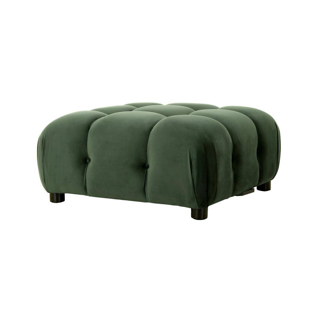 Noble House Lismore Forest Green Tufted Ottoman 110632 - The Home Depot