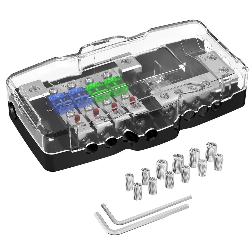 Vrbgify 4 Way Fuse Power Distribution Block Car Audio MIDI(Mini-ANL) 12 ...