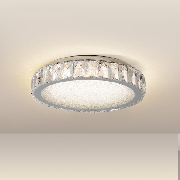 Magic Home 13.8 in. Integrated LED Light Fixture Flush Mount Crystal ...