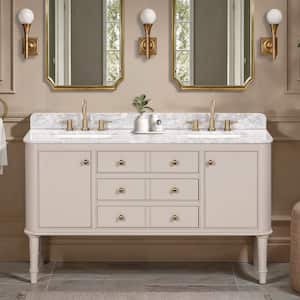 Home Decorators Collection Tolbrook 60 in. Double Sink Brown Oak Bath ...