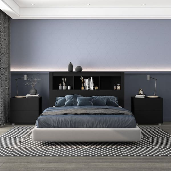 Polifurniture Madison 3 Piece Black Wood Full Size Bedroom Set ...