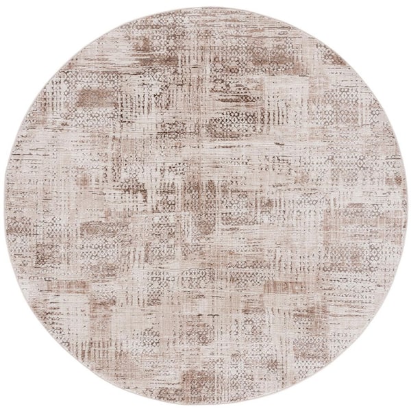 SAFAVIEH Whisper 7 ft. x 7 ft. Beige/Light Beige Distressed Abstract ...
