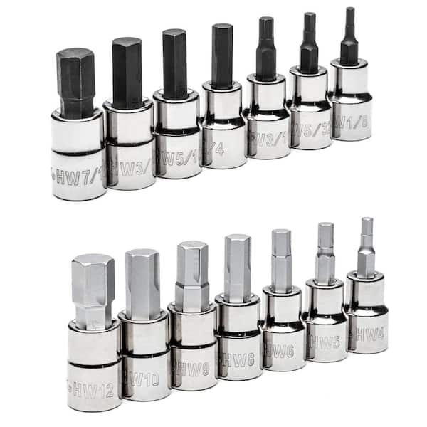 Husky BITE 3/8 in. Drive SAE and Metric Bit Socket Set (14-Piece ...