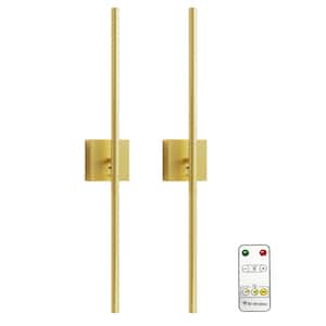 YANSUN 2-Light Gold Dimmable LED Wall Sconce with Remote Control ...
