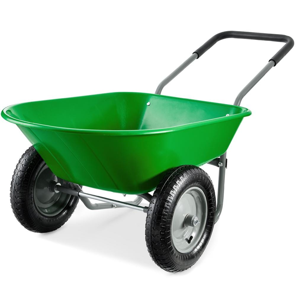 Best Choice Products 5 cu. ft. Bright Green Plastic Wheelbarrow with ...