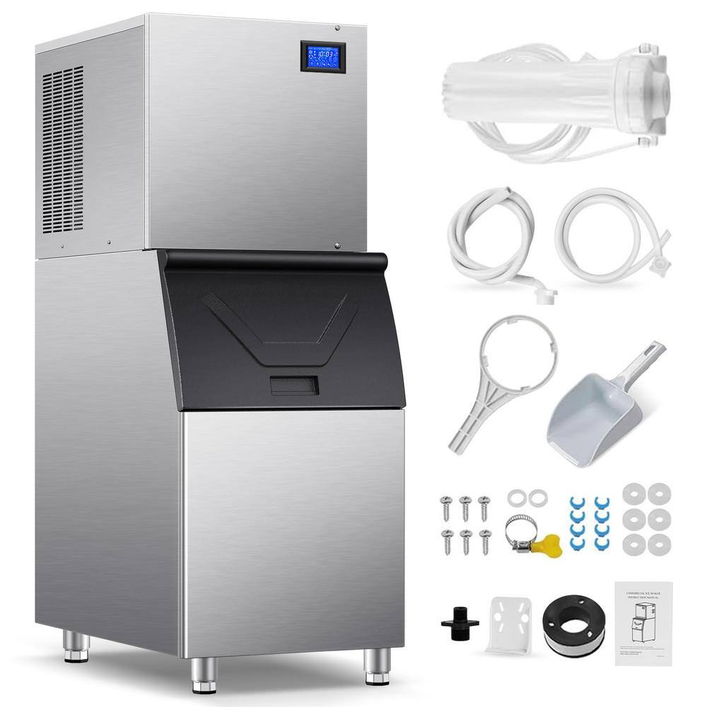 Hooure 22.3 in. Freestanding Stainless Steel Ice Maker, Ice Production ...