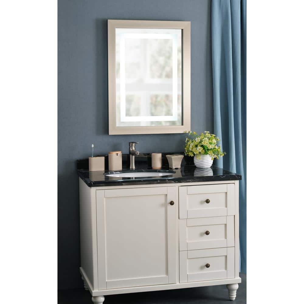 Kenroy Home Medium Square Brushed Nickel Lighted Contemporary Mirror ...