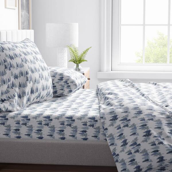 Pine Creek Blue Trees Fleece Sheet Set, Queen SSFLCEW40003QU - The Home ...