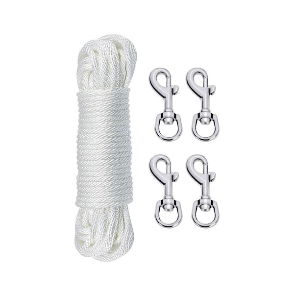 Misopily 50FT x 1/4 in. Nylon Outdoor Flag Pole Rope Kit with 4 Swivel ...