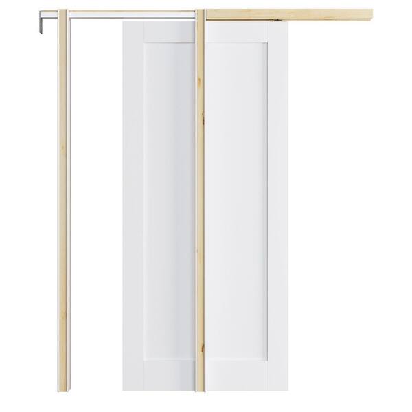 ARK DESIGN 36 in. x 80 in. Paneled Blank White Primed Wood Sliding ...