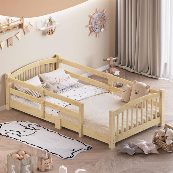 Noble House Valero Natural Brown Wood Frame Floor Bed Twin Size ...