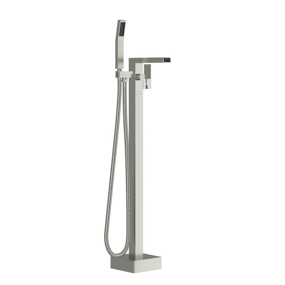 2-Handle Floor Mount Claw Foot Tub Faucet with Hand Shower and ...