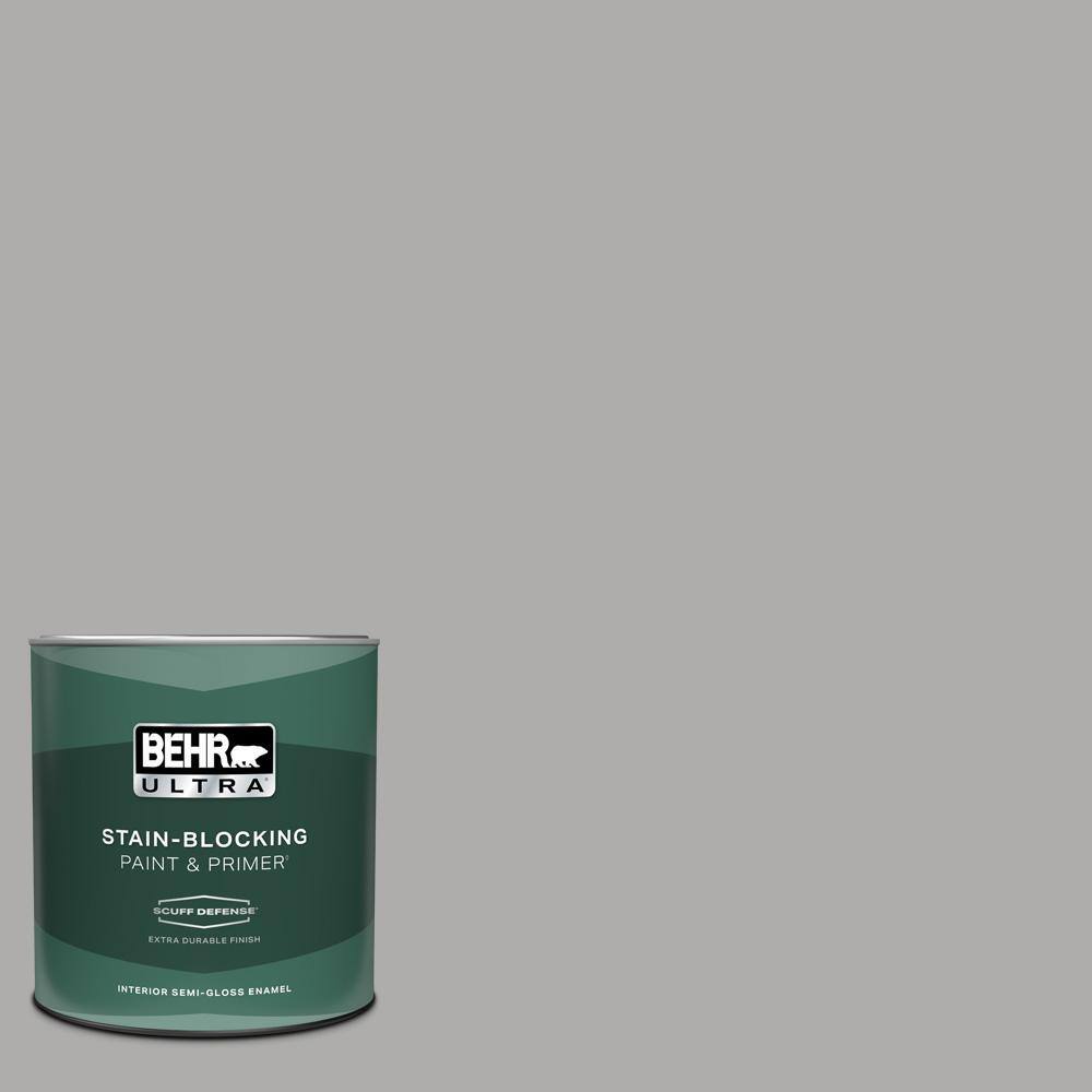 BEHR ULTRA 1 qt. #N520-3 Flannel Gray Extra Durable Semi-Gloss Enamel ...