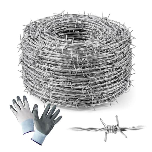 Fencer Wire 100 ft. 15-Gauge 4-Point Galvanized Steel Barbed Wire BT15 ...
