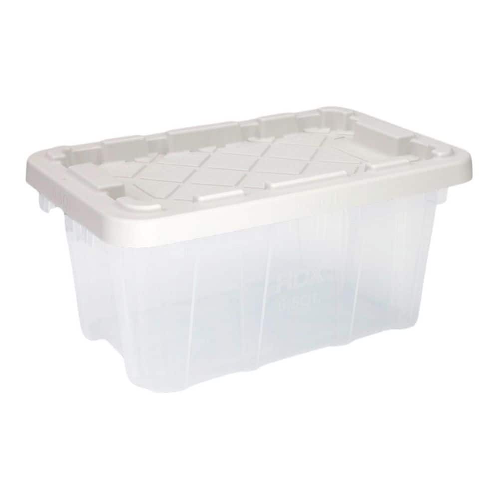HDX 6.5-Qt Tough Storage Tote in Clear with White Lid 999-6QT-C-HDX-W ...