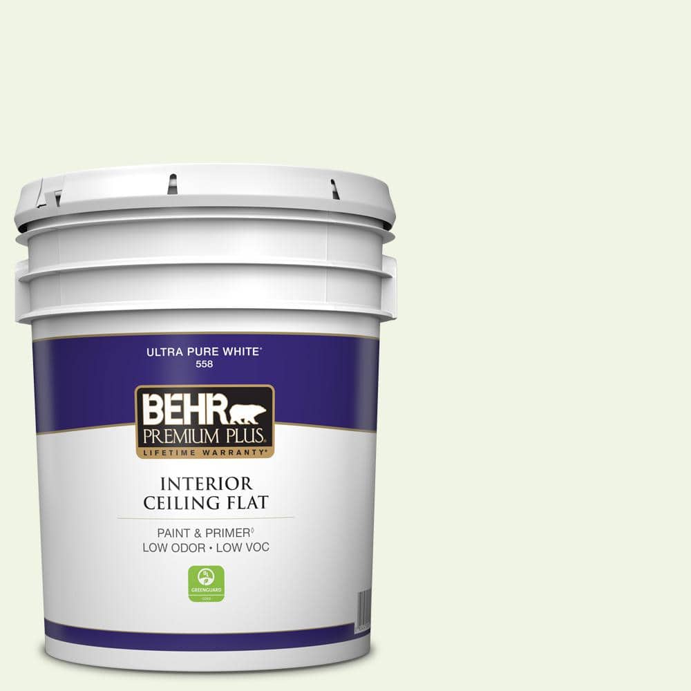 BEHR PREMIUM PLUS 5 gal. #M370-1 Fresh Dew Ceiling Flat Interior Paint ...