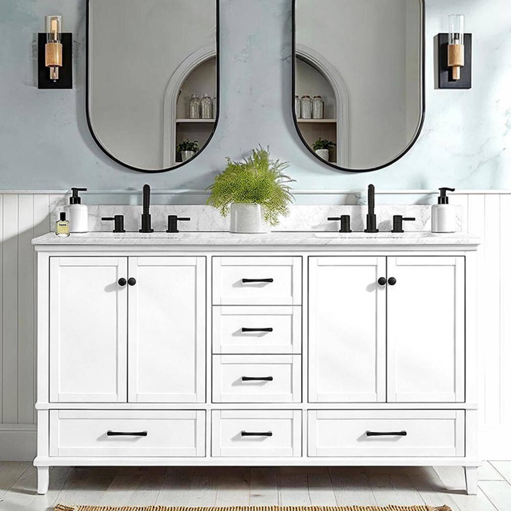Home Decorators Collection Merryfield 61 in. Double Sink White Bath ...