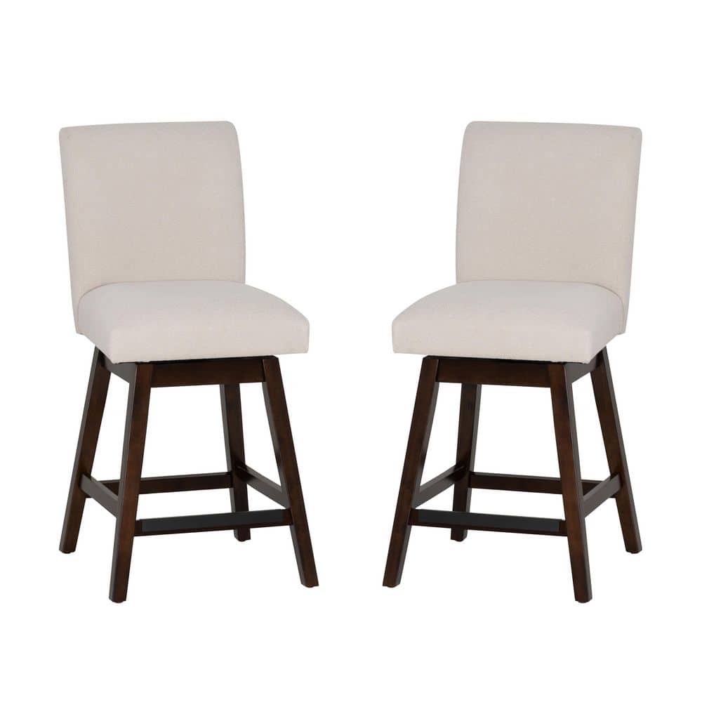 Linon Home Decor Capri Swivel 26 in. Natural Full Back Wood Counter ...