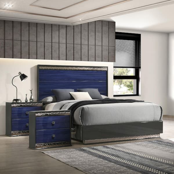 Furniture of America Ellia 3-Piece Modern Ash Gray Wood Queen Platform ...